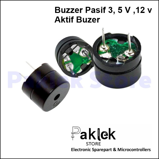 Passive Buzzer (Buzer Pasif) 3V / 5V / 12V – Alarm Mini Piezo – Paklek ...